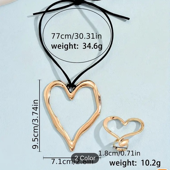 The O Boutique | Jewelry | Nwt Beautiful Heart Necklace And Ring Soo ...